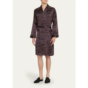 Zimmerli Leaf-print Silk Robe - Open
