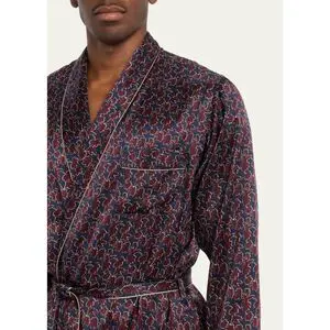Zimmerli Leaf-print Silk Robe - Open