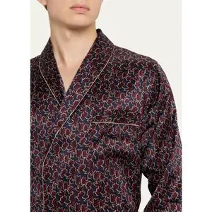 Zimmerli Leaf-print Silk Robe - Open