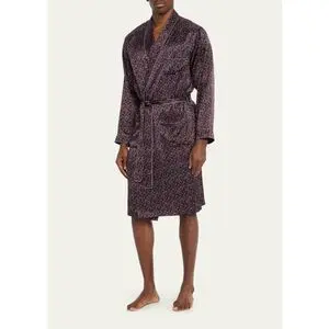 Zimmerli Leaf-print Silk Robe - Open