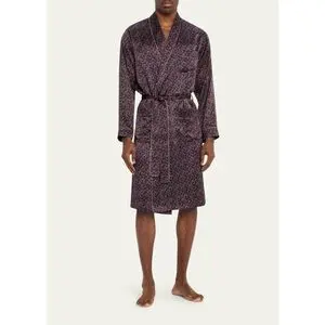 Zimmerli Leaf-print Silk Robe - Open