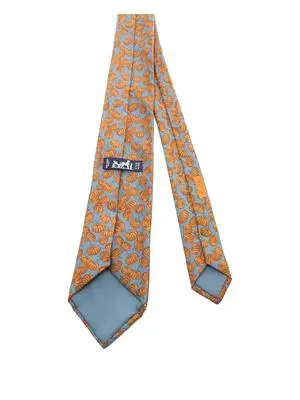 Hermès 2010s Pumpkin Print Neck Tie - Blue