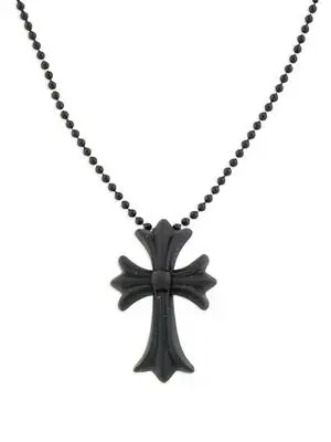Chrome Hearts Glitter Cross-pendant Necklace - Black