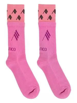 Attico Logo-detail Patterned Socks - Pink