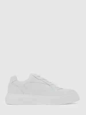 REISS Bonded-leather Chunky Sole Trainers - White