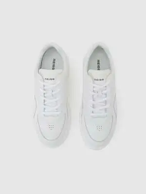 REISS Bonded-leather Chunky Sole Trainers - White