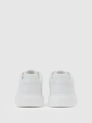 REISS Bonded-leather Chunky Sole Trainers - White