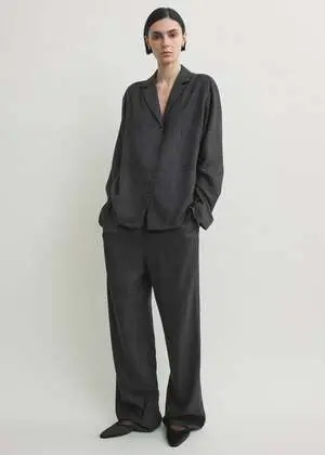 TOTEME Monogram Flannel Pajama Top Grey