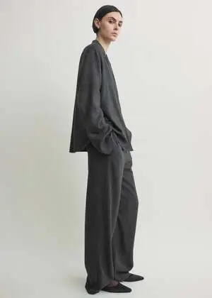 TOTEME Monogram Flannel Pajama Top - Grey