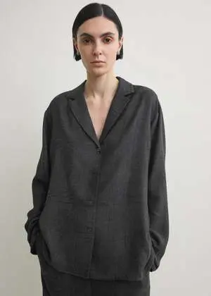 TOTEME Monogram Flannel Pajama Top - Grey