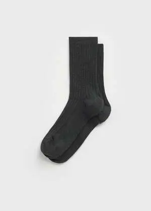 TOTEME Garderob Crew Socks - Dark Grey Melange