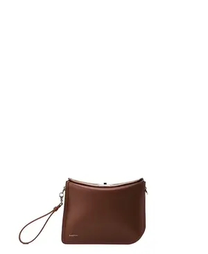 LANVIN Compagnon Asymmetrical Clutch Chestnuts