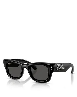 Ray-ban A$ap Rocky Wayfarer Puffer 47mm Square Sunglasses - Black With Strass/dark Grey