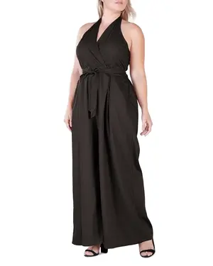 STANDARDS & PRACTICES Wide Leg Halter Jumpsuit