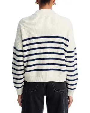 Aqua Striped Henley Sweater