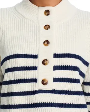 Aqua Striped Henley Sweater
