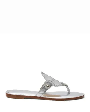 Jack Rogers Collins Leather Sandals - Silver