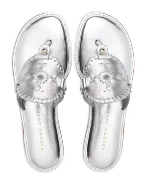 Jack Rogers Collins Leather Sandals - Silver