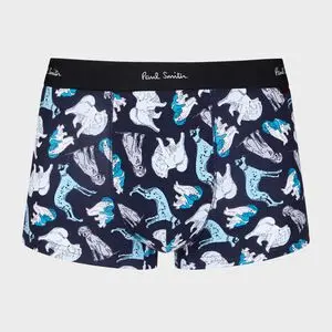 Paul Smith Navy 'dogs' Print Boxer Briefs - Blue