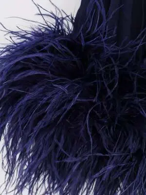 SELF-PORTRAIT Chiffon Long Dress With Ostrich Feathers