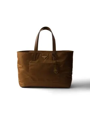 Prada Re-edition 1978 Large Re-nylon And Saffiano Leather Tote Bag - Brandy