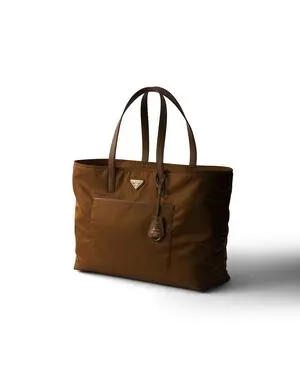 Prada Re-edition 1978 Large Re-nylon And Saffiano Leather Tote Bag - Brandy