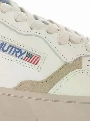 AUTRY Medalist Perforated Suede Overlay Trainers - Neutrals