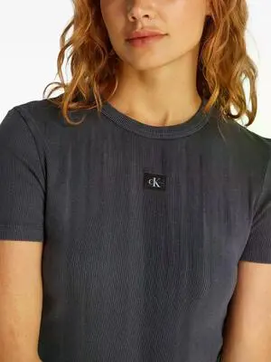Calvin Klein Ribbed T-shirt With Logo Patch - Grey