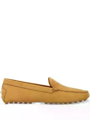 TOD'S Topstitching Calfskin Loafers Brown