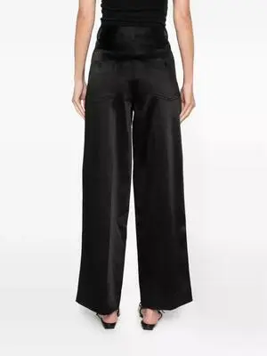 Sandro Satin-effect Wide-leg Trousers - Black