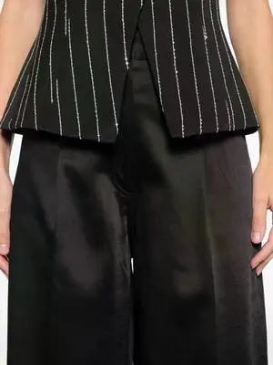 Sandro Satin-effect Wide-leg Trousers - Black