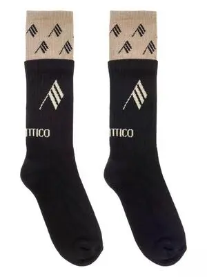 Attico Logo-detail Crew Socks - Black