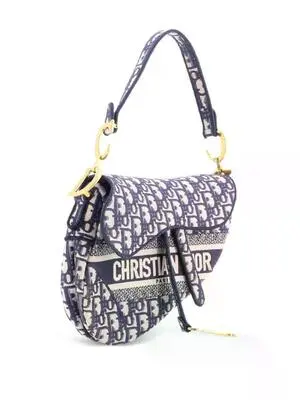 Dior Saddle Handbag Logo Embroidered Oblique Canvas Medium - Blue