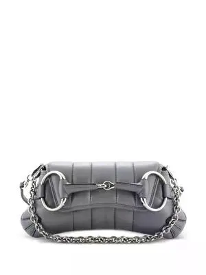 Gucci Horsebit Chain Vertical Quilted Leather Small Shoulder Bag - Grey