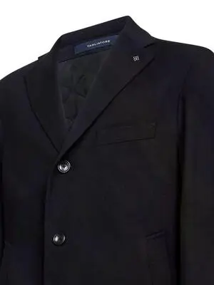 Tagliatore Three-button Coat With Logo Pin - Blue