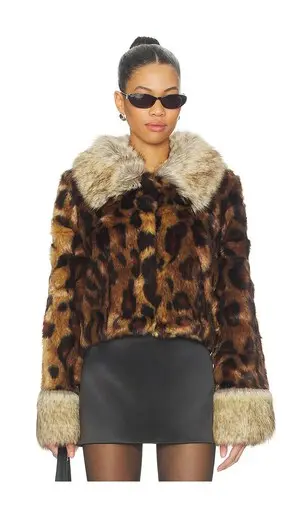 UNREAL FUR Hidden Tiger Faux Fur Jacket - Brown