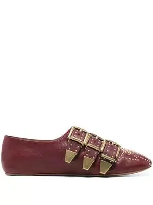 Chloé Susanna Square-toe Buckle Flat Pumps - Red