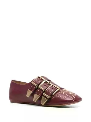 Chloé Susanna Square-toe Buckle Flat Pumps - Red