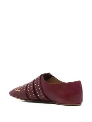 Chloé Susanna Square-toe Buckle Flat Pumps - Red