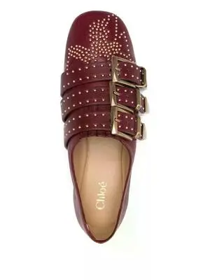 Chloé Susanna Square-toe Buckle Flat Pumps - Red