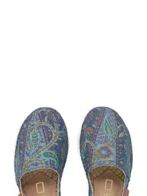 Etro Jacquard Denim Espadrilles - Blue