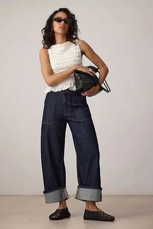 PILCRO Kayden High-rise Carpenter Barrel Jeans - Dark Denim