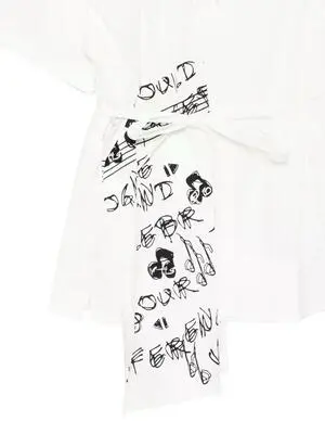 PORTS V Waist Tie Love Button Shirt
