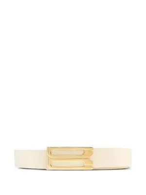 Victoria Beckham Logo-buckle Leather Belt - Neutrals