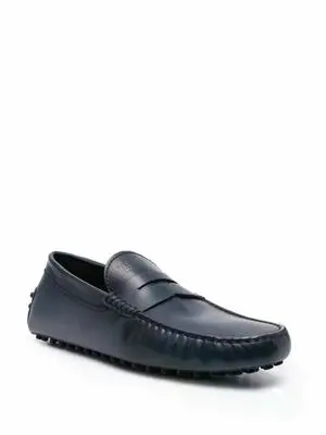 TOD'S Debossed Leather Slip-on Loafers - Blue