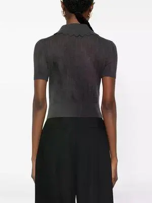 SELF-PORTRAIT Floral-appliqué Knit Polo Shirt