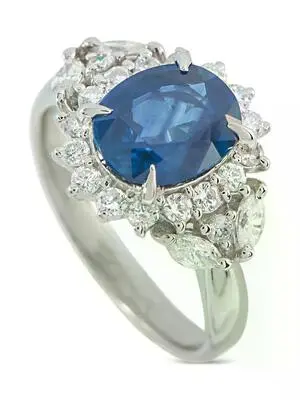LB EXCLUSIVE Platinum Diamond And Sapphire Ring - Silver