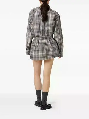 Miu Miu Corduroy Collar Plaid Flannel Shirt - Grey