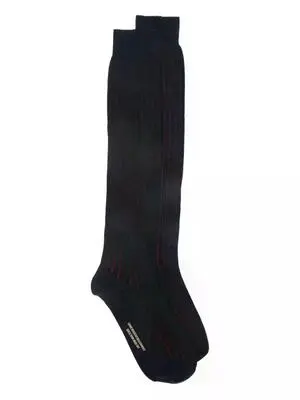 ALTO MILANO Striped Detail Knee High Socks - Blue