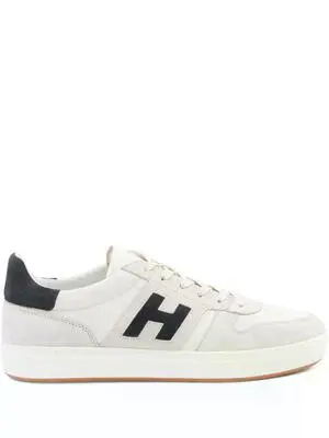Hogan H-tv Lace-up Sneakers With Suede Paneling - Neutrals